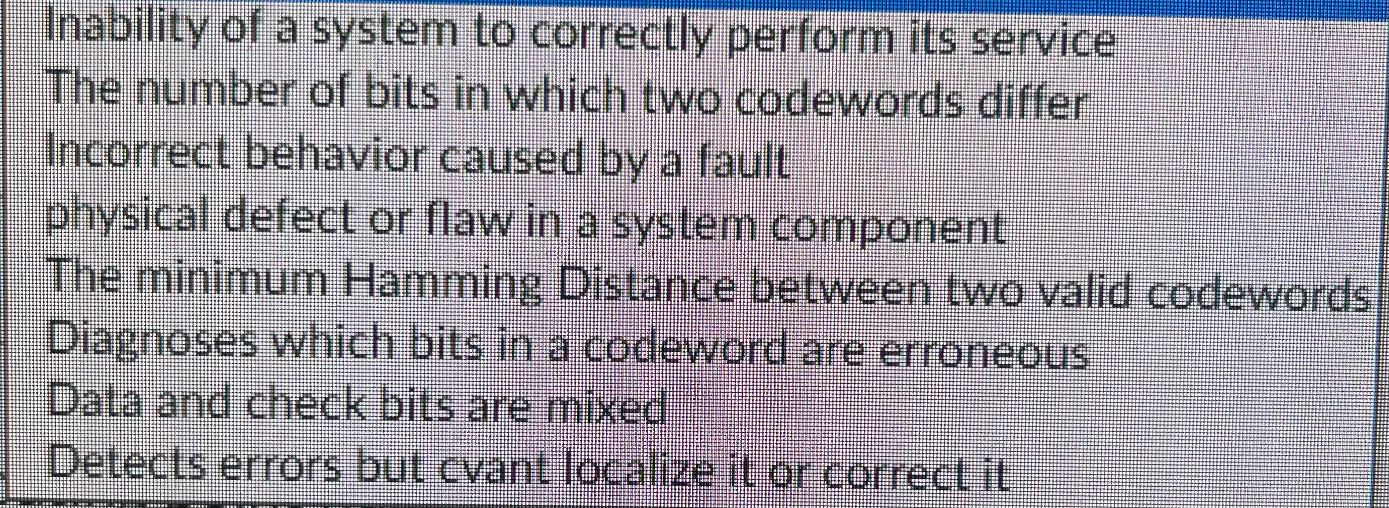 Solved Match the correct term to its definition Hamming | Chegg.com