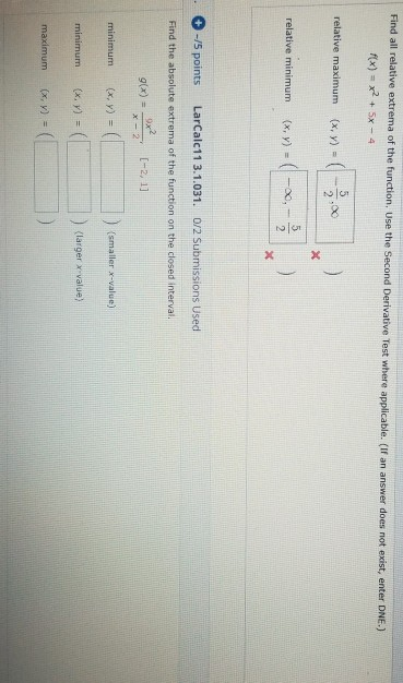 Solved Find All Relative Extrema Of The Function Use The