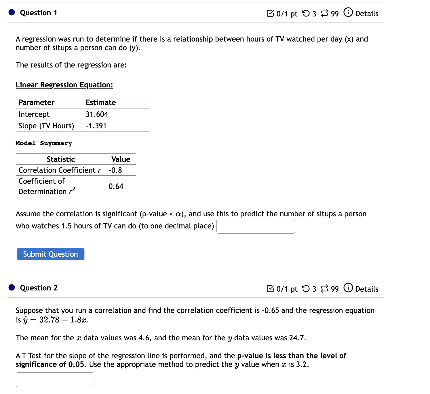 Solved In a statistics course, a linear regression equation | Chegg.com