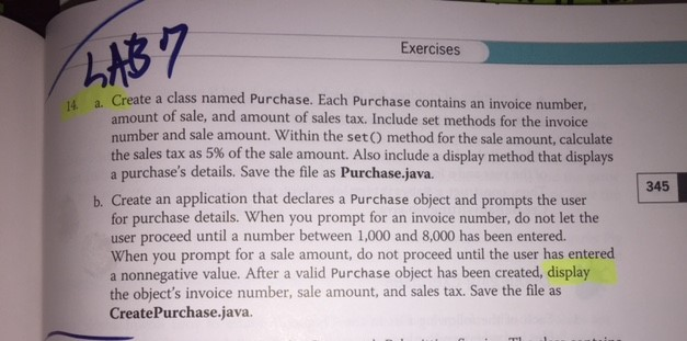 Solved Exercises 345 Create a class named Purchase. Each | Chegg.com