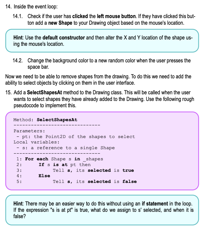 Instructions This task continues the Shape Drawer | Chegg.com