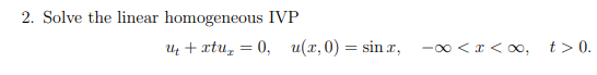 Solved 2. Solve the linear homogeneous IVP U+ rtuz = 0, | Chegg.com