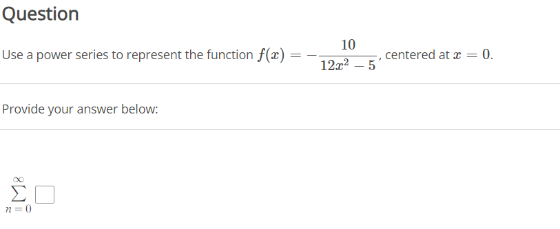 Solved Use a power series to represent the function | Chegg.com