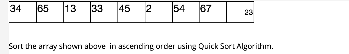 Solved 34 65 13 33 45 2 54 67 23 Sort the array shown above | Chegg.com