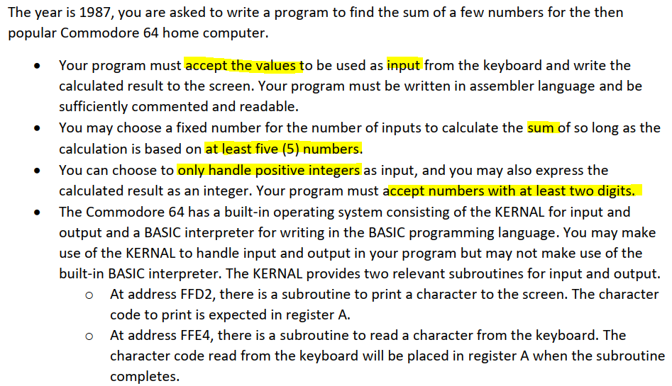 Solved Must Be Written In 6502 Assembly Code Should Compile 