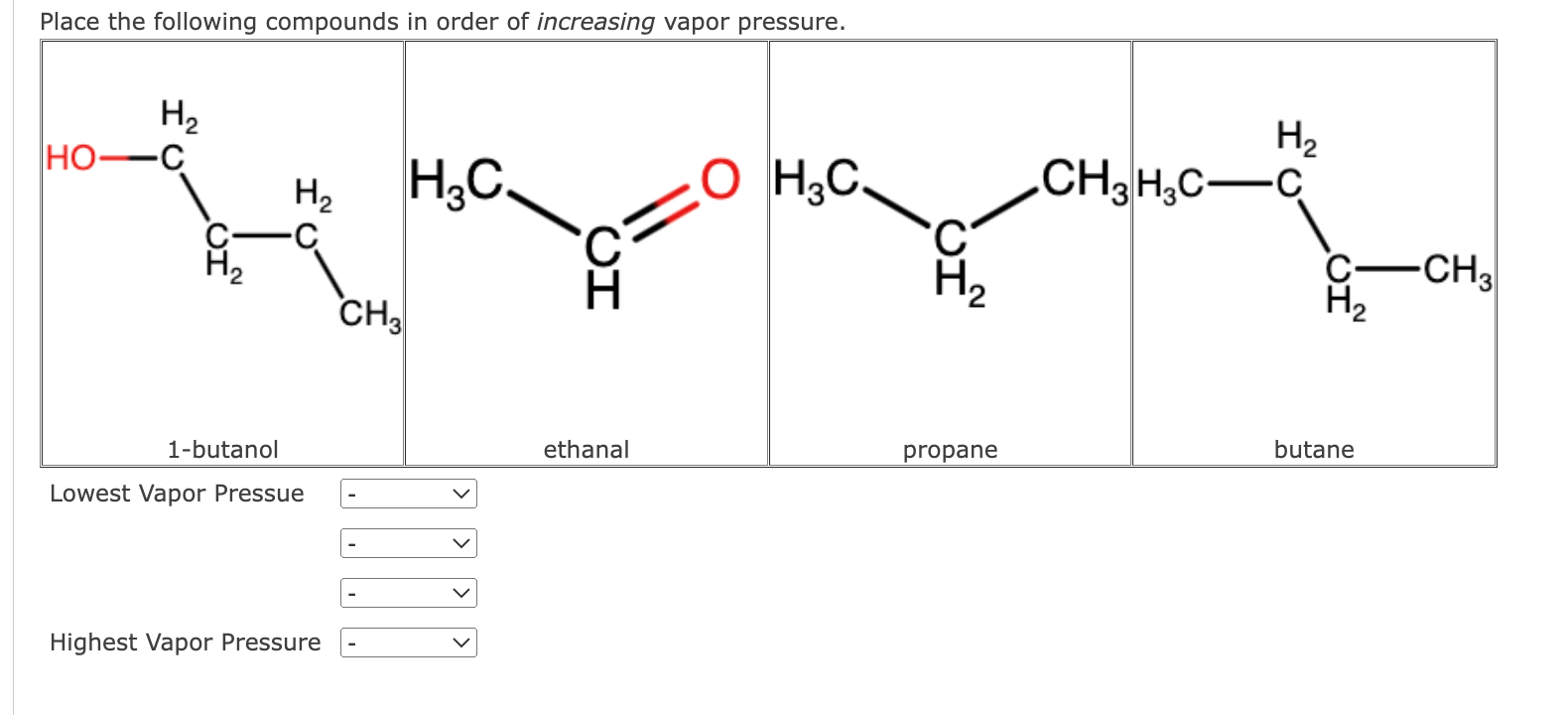 Solved Place the following compounds in order of increasing | Chegg.com