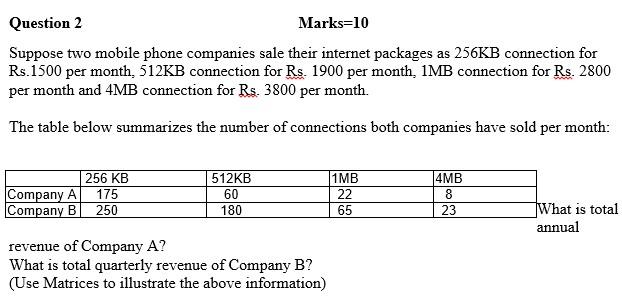 Solved Question 2 Marks=10 Suppose two mobile phone | Chegg.com