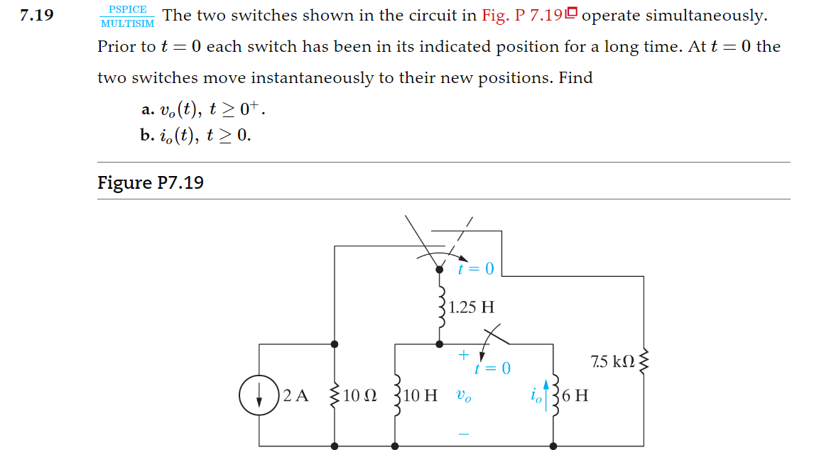 Solved The switch shown in Fig. P 7.24 has been open for a | Chegg.com