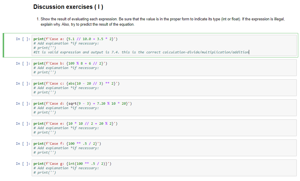 Solved Discussion exercises (1) 1. Show the result of | Chegg.com