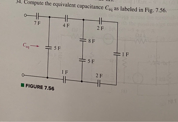Solved 34. Compute the equivalent capacitance Cea as labeled | Chegg.com