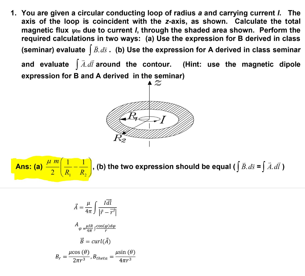 1. You are given a circular conducting loop of radius | Chegg.com