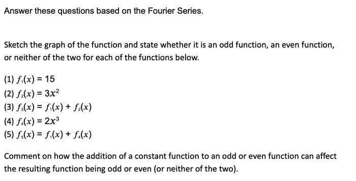 Solved Answer these questions based on the Fourier Series. | Chegg.com