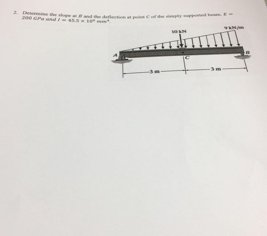 Solved 2. Determine 200 GPa and the slope at B and the | Chegg.com