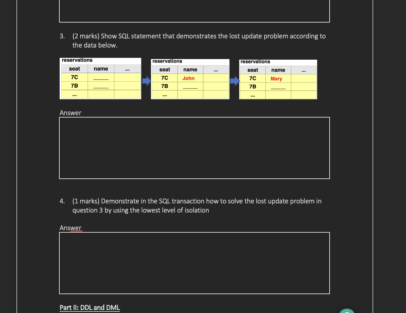 Solved 3. (2 marks) Show SQL statement that demonstrates the | Chegg.com