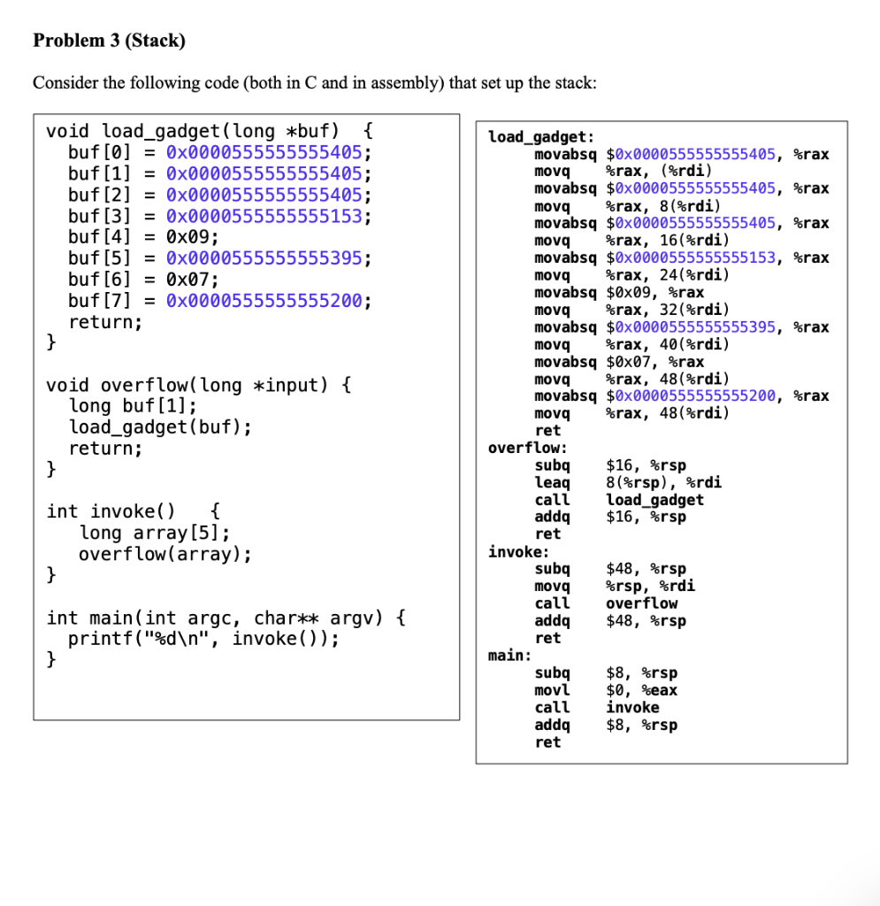 Solved Consider the following code (both in C and in | Chegg.com