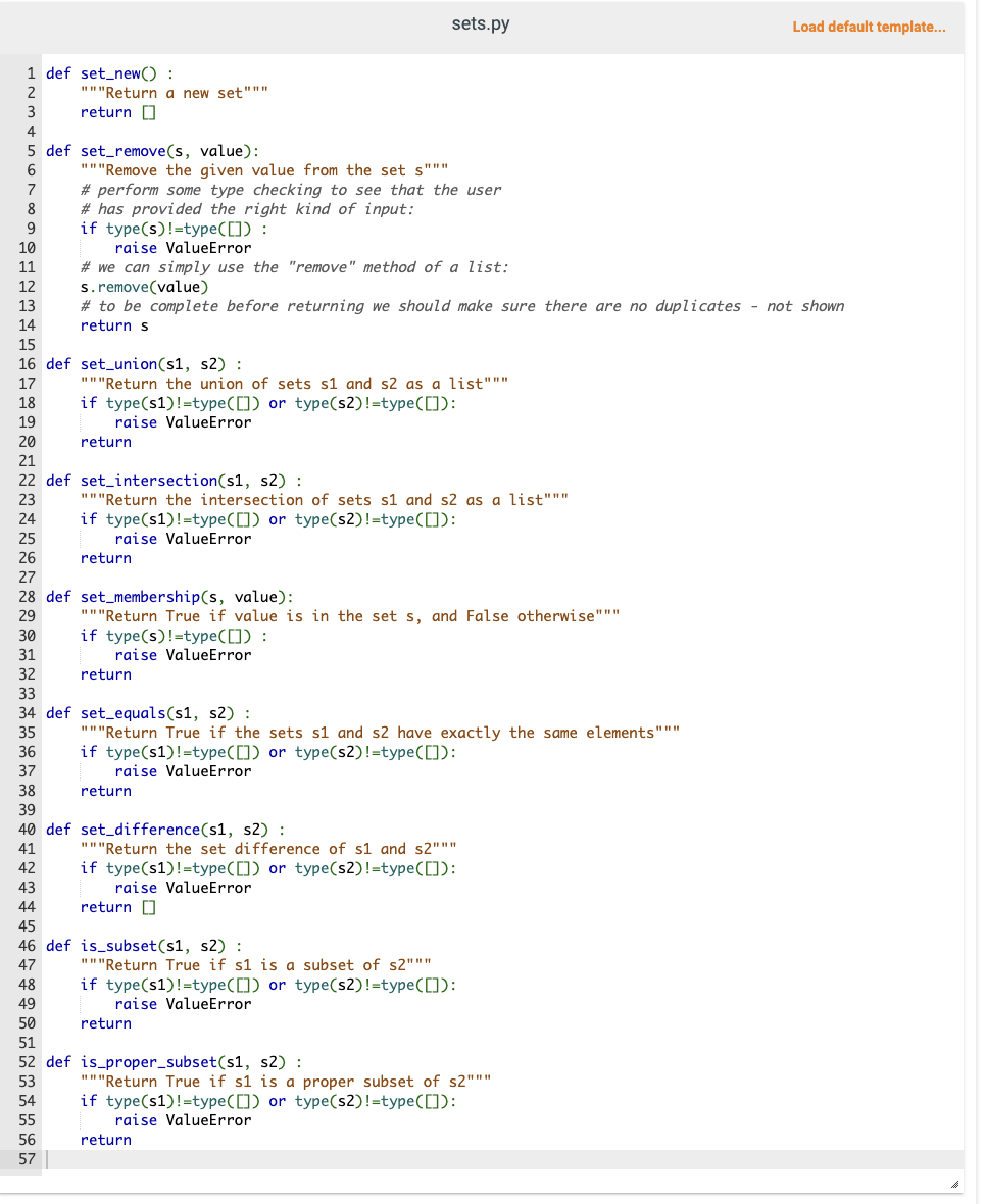 Solved 2.8 ﻿Set Operations in PythonIn this assignment you | Chegg.com