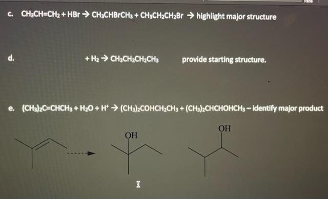 Solved 2. Complete the following reactions. I am using only | Chegg.com