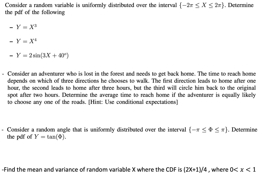 Solved Consider a random variable is uniformly distributed | Chegg.com