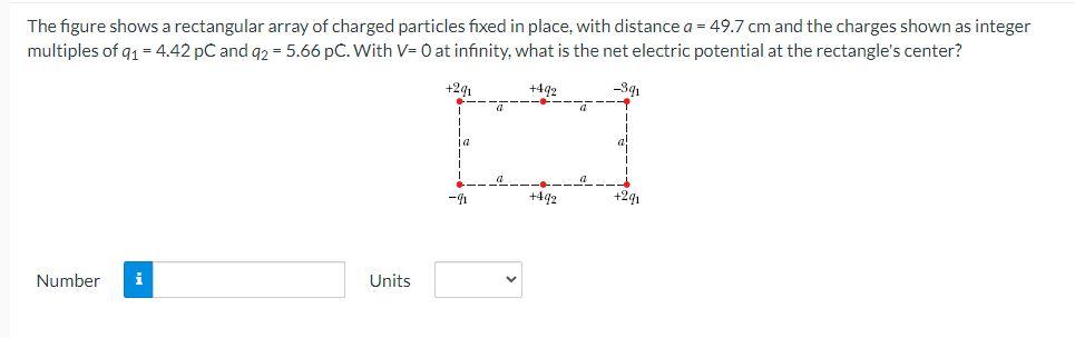 Solved The figure shows a rectangular array of charged | Chegg.com