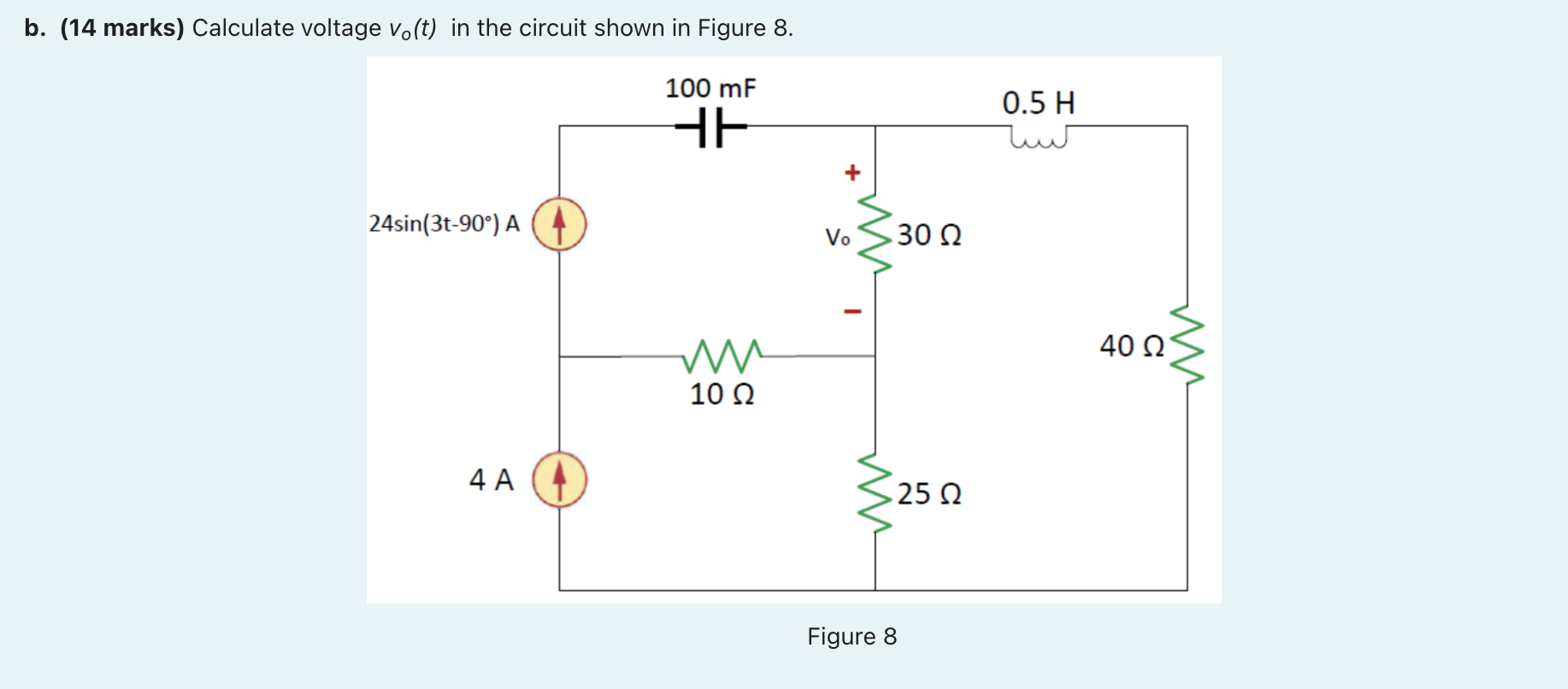 Solved b. (14 marks) Calculate voltage vo(t) in the circuit | Chegg.com