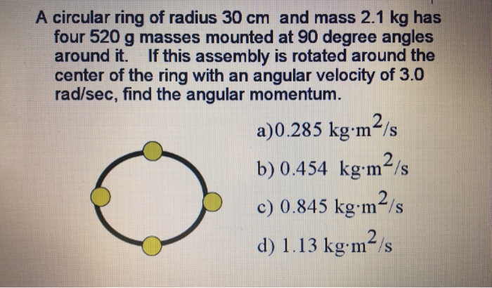 Solved A circular ring of radius 30 cm and mass 2.1 kg has | Chegg.com