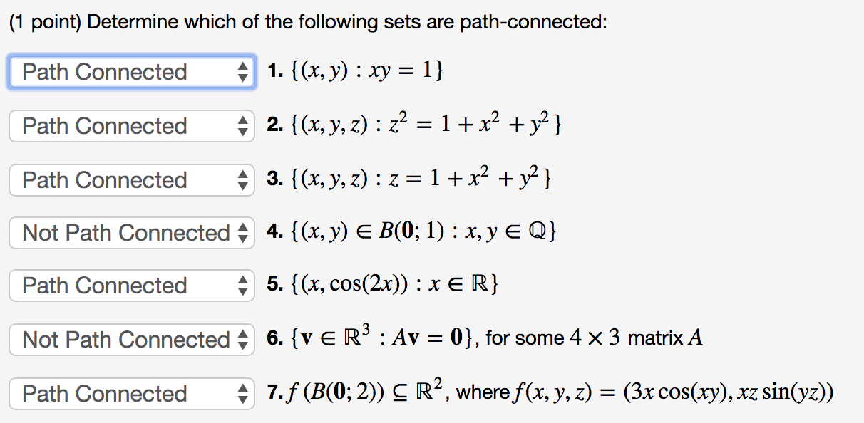 Solved (1 point) Determine which of the following sets are | Chegg.com