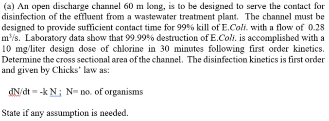 (a) An open discharge channel 60 m long, is to be | Chegg.com