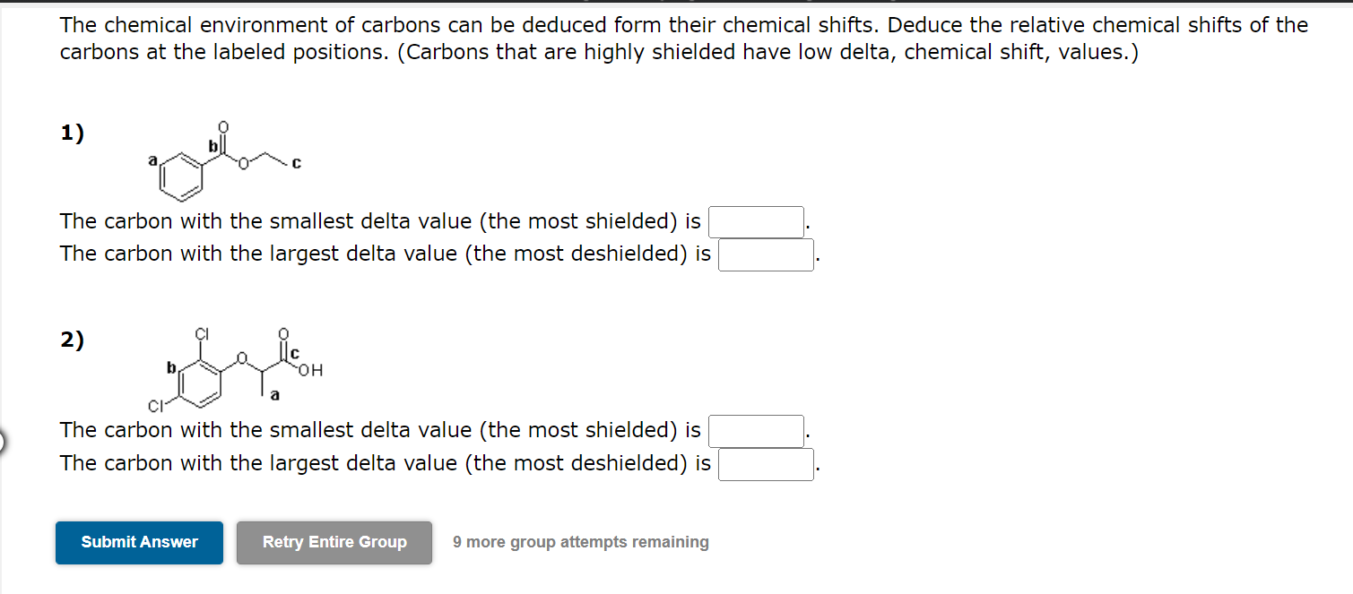 Solved The chemical environment of carbons can be deduced | Chegg.com