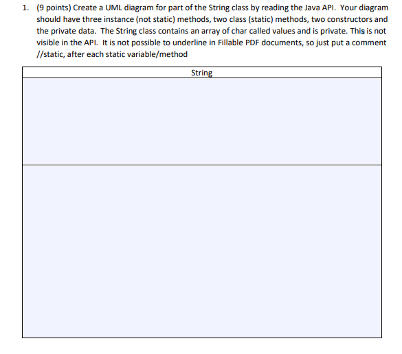 Solved 1. (9 points) Create a UML diagram for part of the | Chegg.com