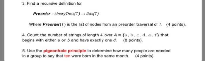 Solved 3. Find a recursive definition for Preorder: binary | Chegg.com