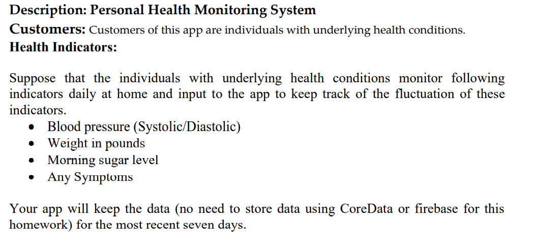Solved Description: Personal Health Monitoring System | Chegg.com