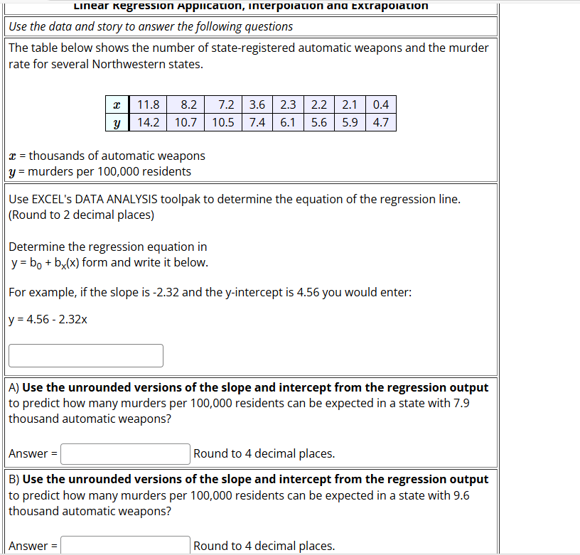 Solved by an EXPERT LInear кegressıon Appıcation, ﻿interpoıation and | Chegg.com