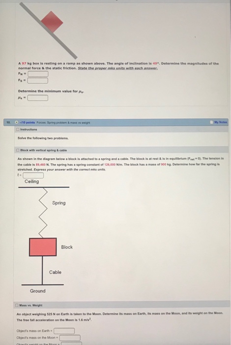 Solved A 97 kg box is resting on a ramp as shown above. The | Chegg.com