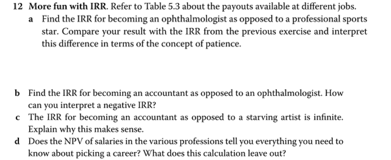 a 12 More fun with IRR. Refer to Table 5.3 about the | Chegg.com