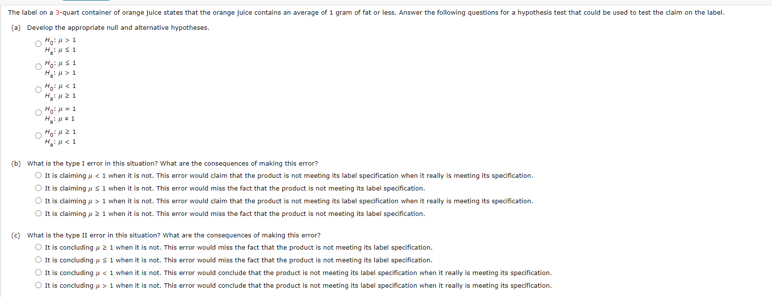 Solved The label on a 3-quart container of orange juice | Chegg.com