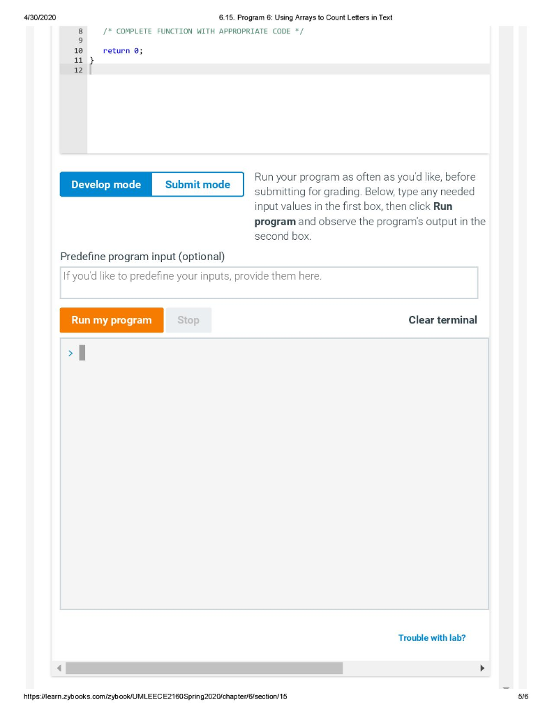 Solved 4/30/2020 6.15. Program 6: Using Arrays to Count | Chegg.com