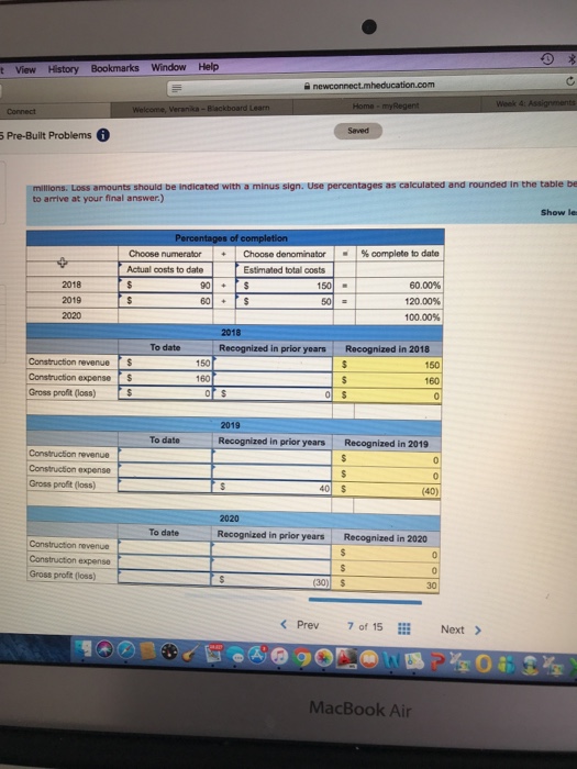 Solved View History Bookmarks Window Help Pre-Built Problems | Chegg.com