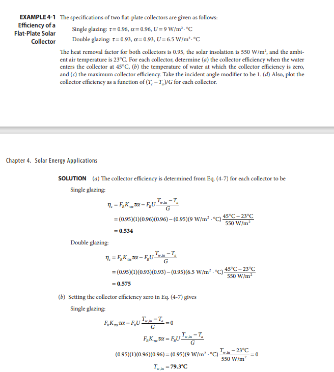 Solved EXAMPLE 4-1 The specifications of two flat-plate | Chegg.com