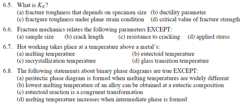 Solved 6.5. What is KIC ? (a) fracture toughness that | Chegg.com