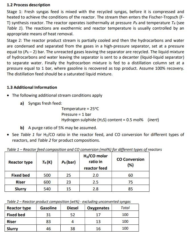 Solved TECHNICAL BRIEF 1.1 Introduction Gasoline (C5-C11) is | Chegg.com