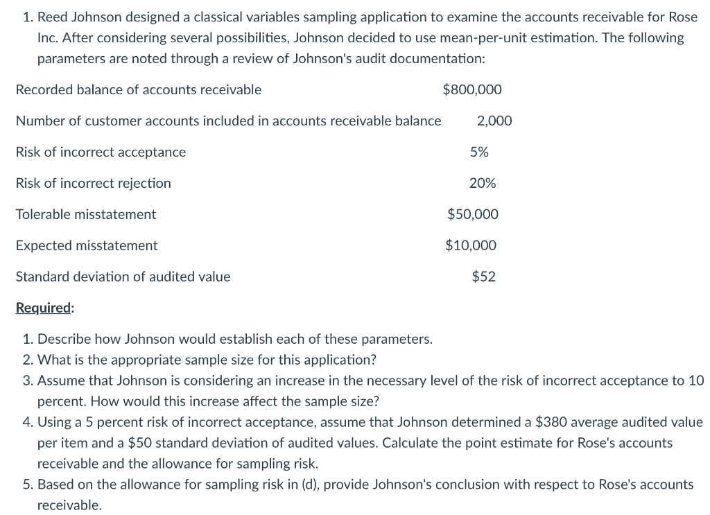 Solved 1. Reed Johnson designed a classical variables | Chegg.com