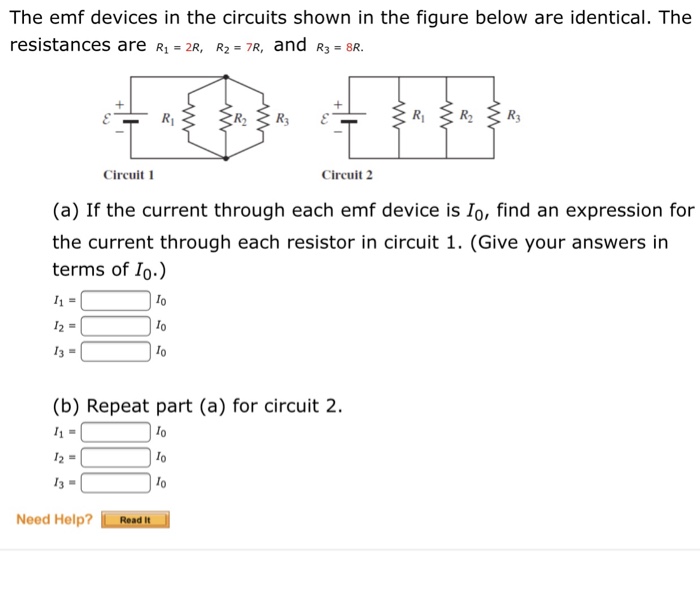Solved The emf devices in the circuits shown in the figure | Chegg.com