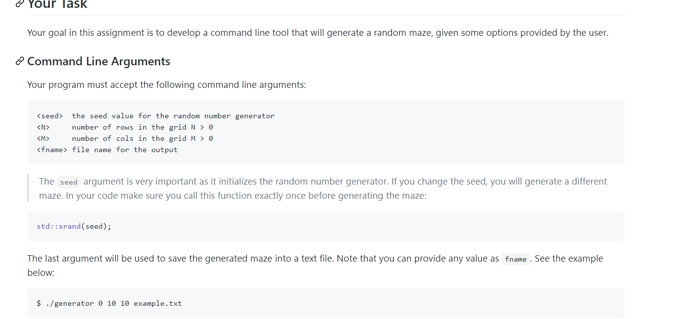 @ Maze Generation A data structure for representing a | Chegg.com