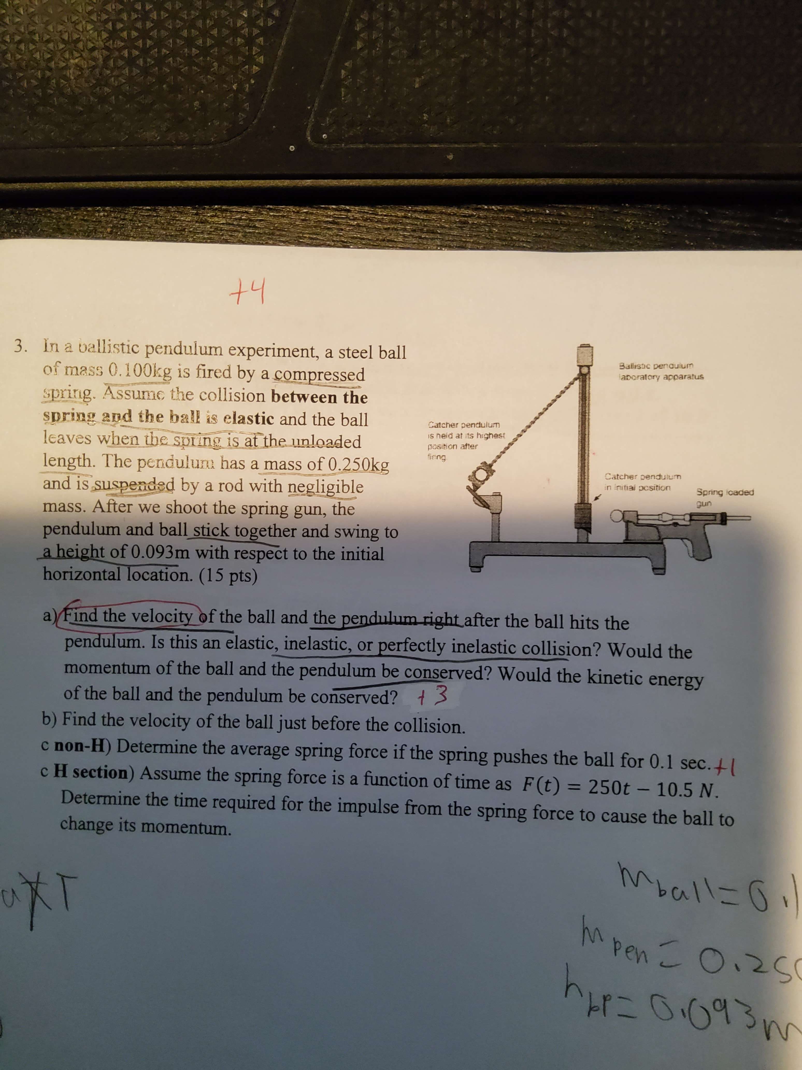 Solved 3. In a vallistic pendulum experiment, a steel ball | Chegg.com