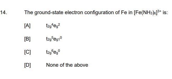 Solved The Ground State Electron Configuration Of Fe In