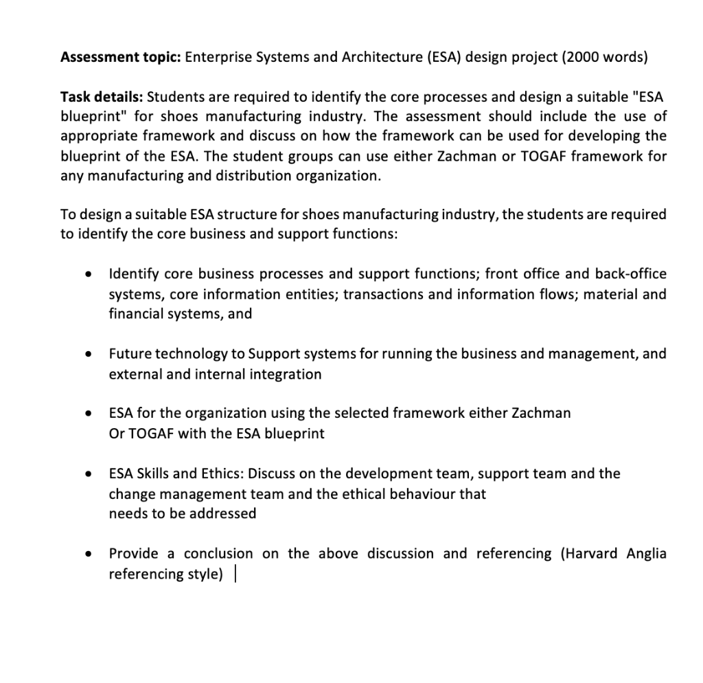 [Solved]: Assessment topic: Enterprise Systems and Archite