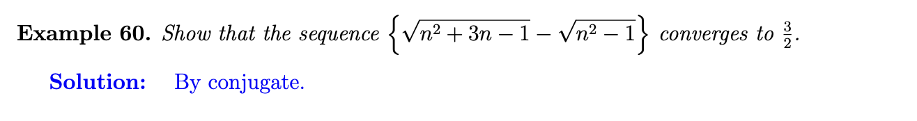 Solved Example 60. Show that the sequence {n2+3n−1−n2−1} | Chegg.com