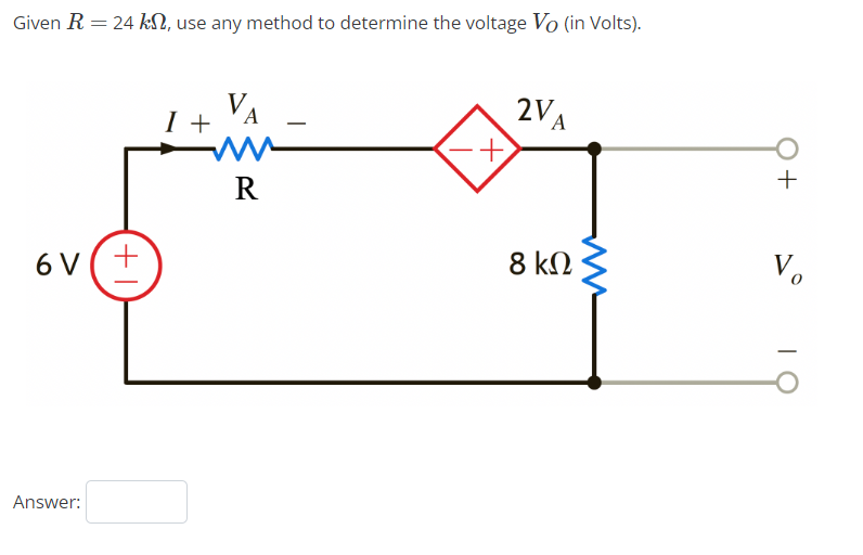 Solved Given R= 24 kΩ , use any method to determine the | Chegg.com Solved Given R= 24 kΩ , use any method to determine the | Chegg.com