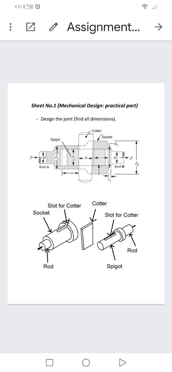 Solved V:) ME : Assignment... Sheet No.1 (Mechanical Design: | Chegg.com