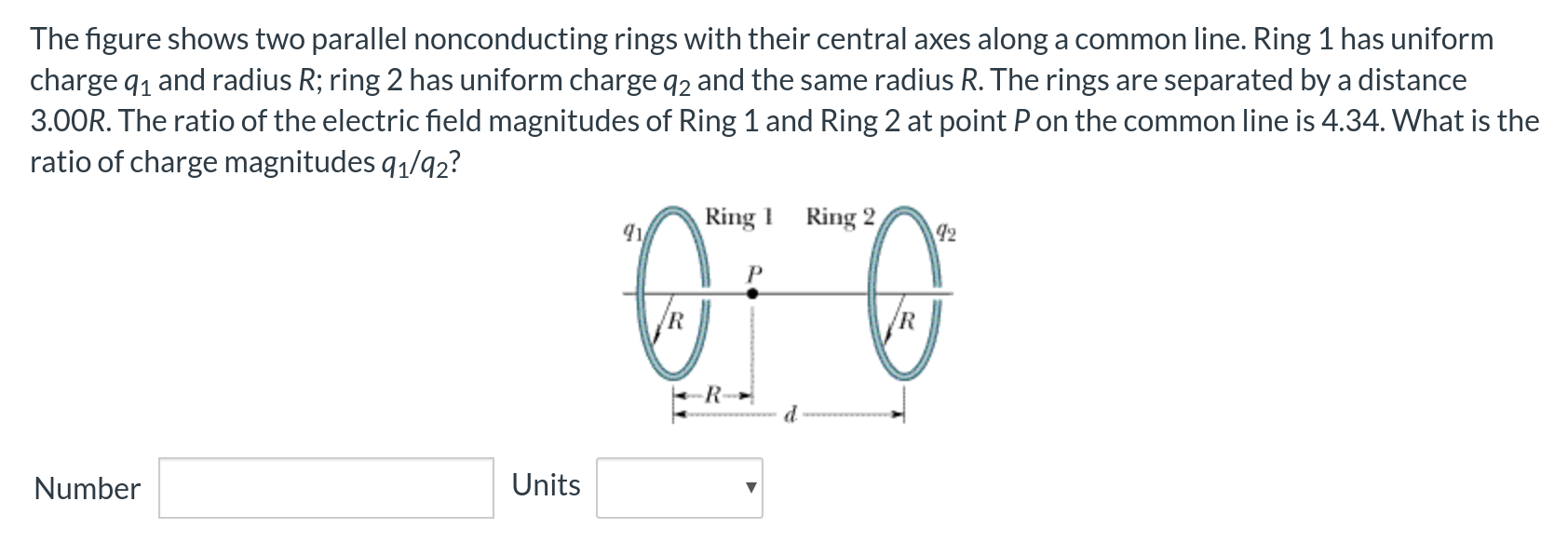 Solved The figure shows two parallel nonconducting rings | Chegg.com